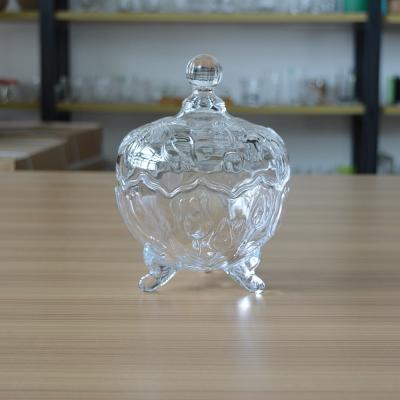 China China Wholesale Round Cheap glass candy jar Glass Candy Box Glass Sugar Pot for sale