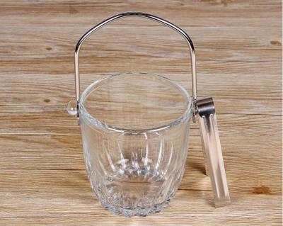 China Glass- Ice Bucket- Wine Cooler - 120mm Height  Glass - with 2 handles - Clear - Made in china for sale