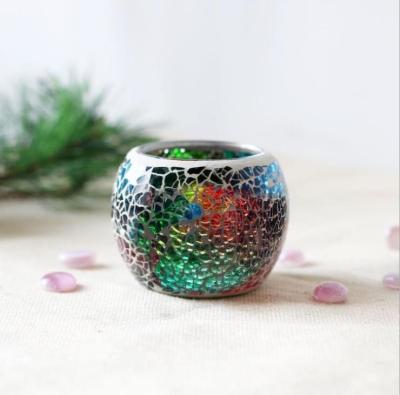 China European Style Glass Candle Holder Handmade Mosaic Candle Holder for Tea Light Home Restaurant Decor Christmas Wedding for sale