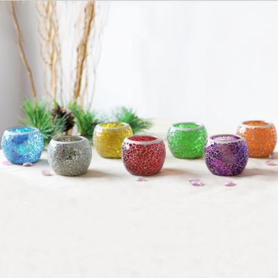 China Mosaic Glass Candle Holder,Romantic Candlestick Holders Handmade Candle Stand for Home Party Christmas Halloween Decor for sale