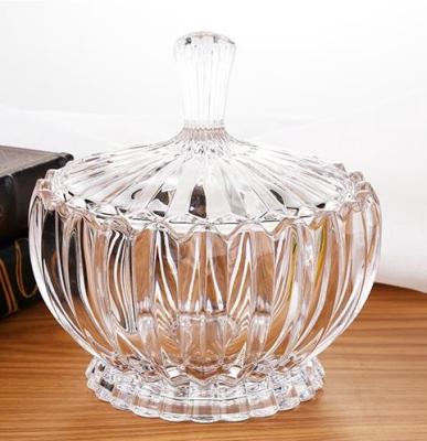 China Crystal Storage Jar Glass Cover Candy Dish With  Cover Lead Free Transparent Storage Jar Coffee Pot Sugar Bowl for sale
