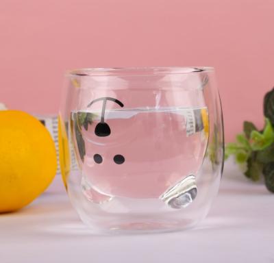China Wholesale 250ml high borosilicate heat resistant double wall glass cup coffee mug for home for sale