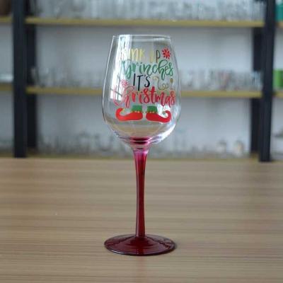 China Custom Christmas print handmade wine glasses with 16oz volume  for good sale for sale