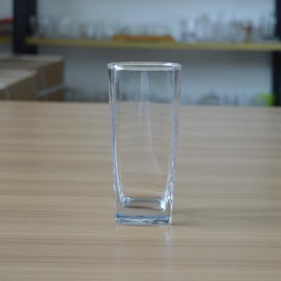 China Low price machine blown square glass cup drink cup for brand promtion for sale