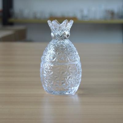 China Customized clear  pineapple  shape glass jar with lid for candle /storage for sale