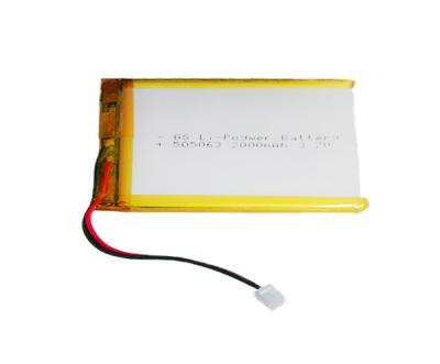 China Environmental 2000mAh Cell 45g 3.7V Li Polymer Battery 505063 for sale