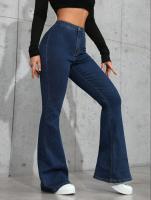 China Dark blue stretch flared jeans for sale