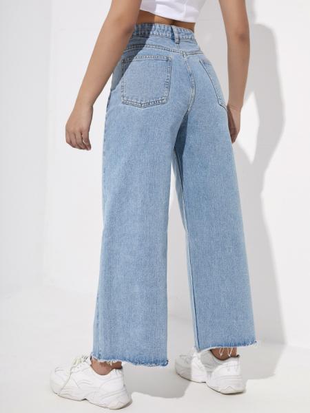 Quality Light blue nine-point long wide-leg jeans for sale