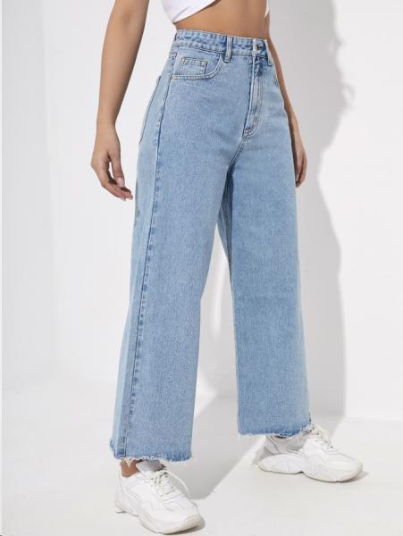Quality Light blue nine-point long wide-leg jeans for sale