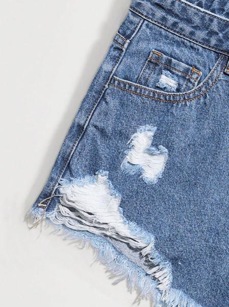 Quality Dark blue ripped denim shorts for sale
