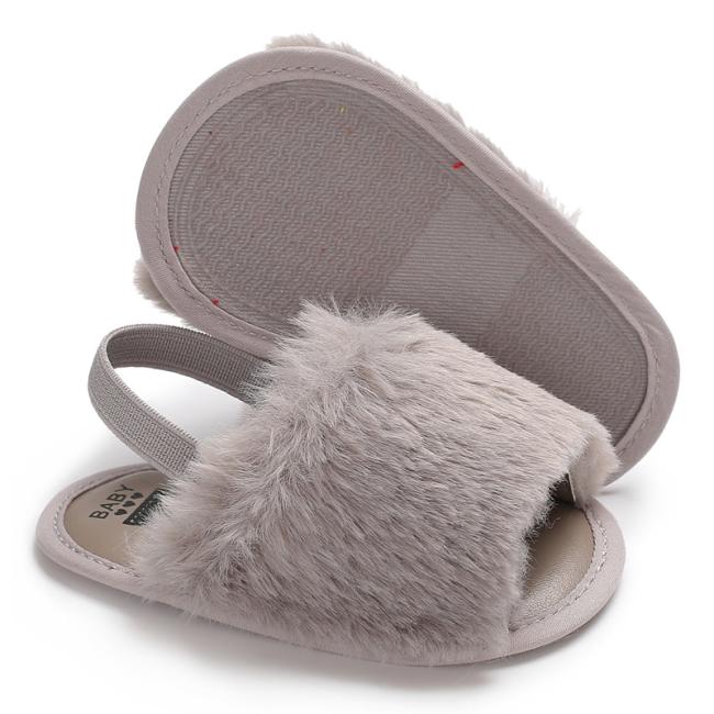 2021 Newborn Infant Casual Walking Shoes Toddler Fur Imitation Girls Summer Sandal