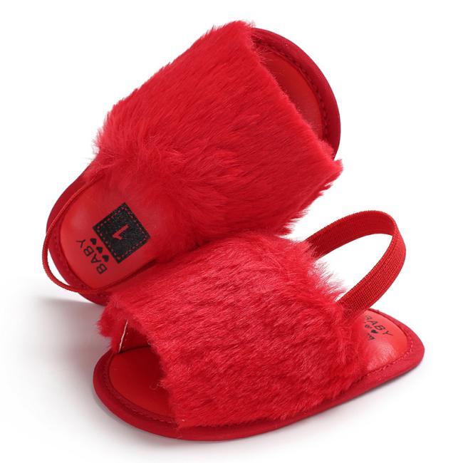 2021 Newborn Infant Casual Walking Shoes Toddler Fur Imitation Girls Summer Sandal