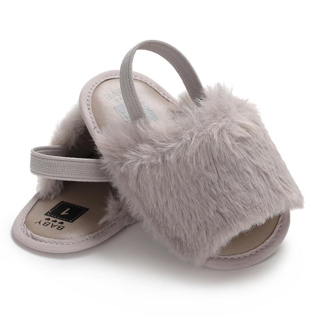 2021 Newborn Infant Casual Walking Shoes Toddler Fur Imitation Girls Summer Sandal