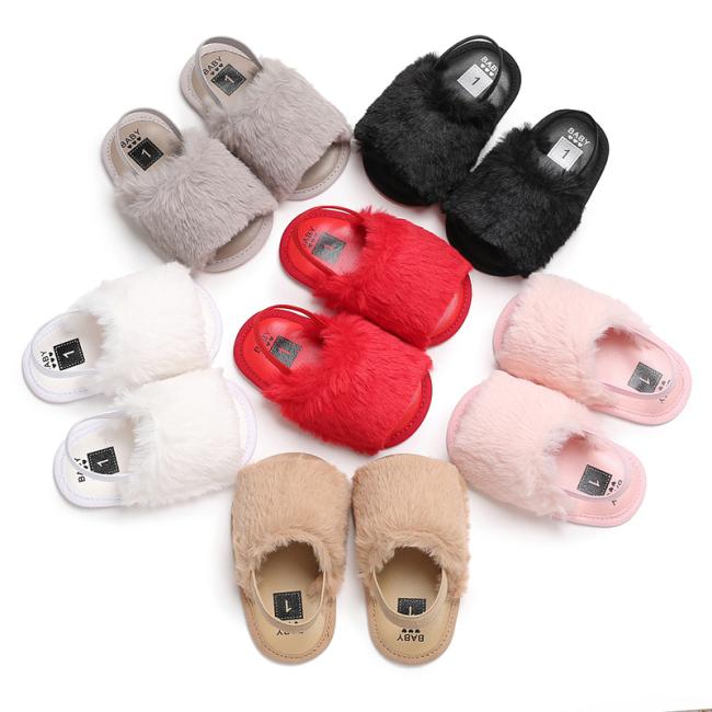2021 Newborn Infant Casual Walking Shoes Toddler Fur Imitation Girls Summer Sandal