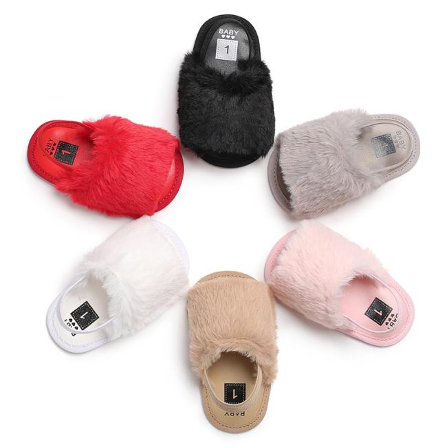 2021 Newborn Infant Casual Walking Shoes Toddler Fur Imitation Girls Summer Sandal