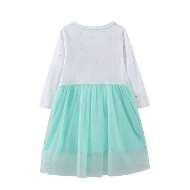 Girls Rainbow Tulle Dress Long-Sleeve Children Cute Dress Casual Dress 2-7y