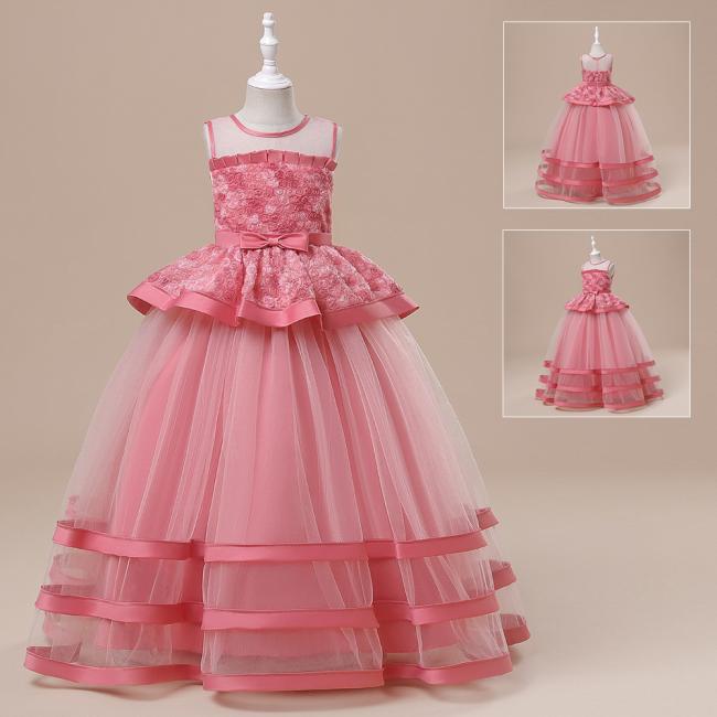 Wholesale Baby Clothes Girls Party Garment Ball Gown Dress Princess Pink Party Dress