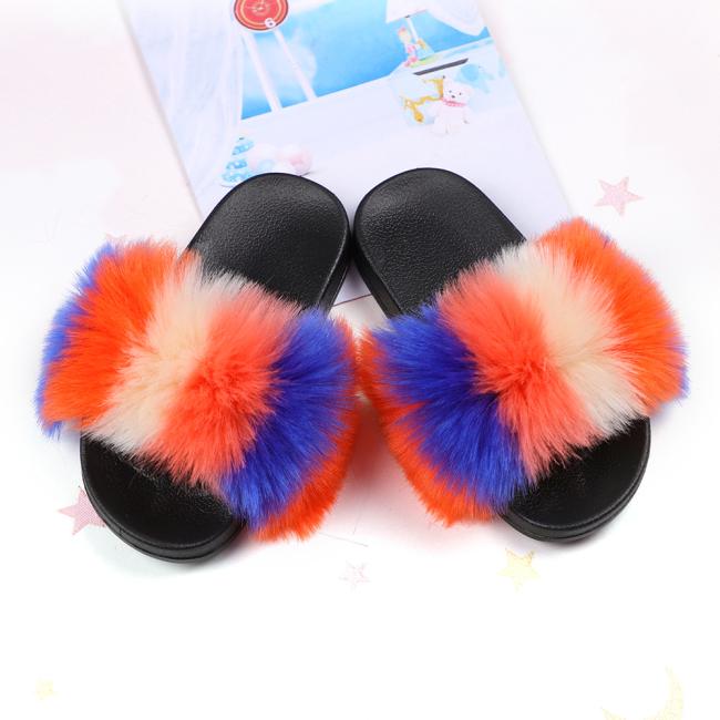 Fashion Baby Shoes Baby House Slipper Bedroom Indoor Home Winter Warm Fox Faux Fur Fluffy Fuzzy Shoes Mother and Daughter Shoes Slipper