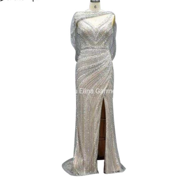 2021 Hot Selling Sequined Sex Beading Ball Dress Luxury Tippet Evening Party Frock Mermaid Bridesmaid Gowns Plus Size