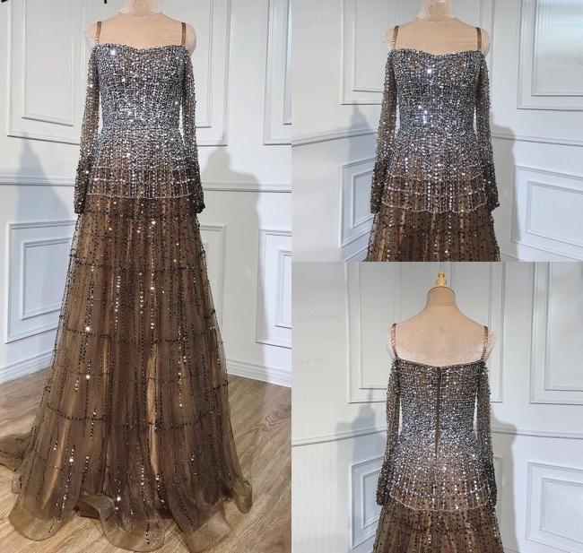 2021 Hot Selling Sequined Sex Beading Ball Dress Luxury Mermaid Evening Party Frock Bridesmaid Gowns Plus Size