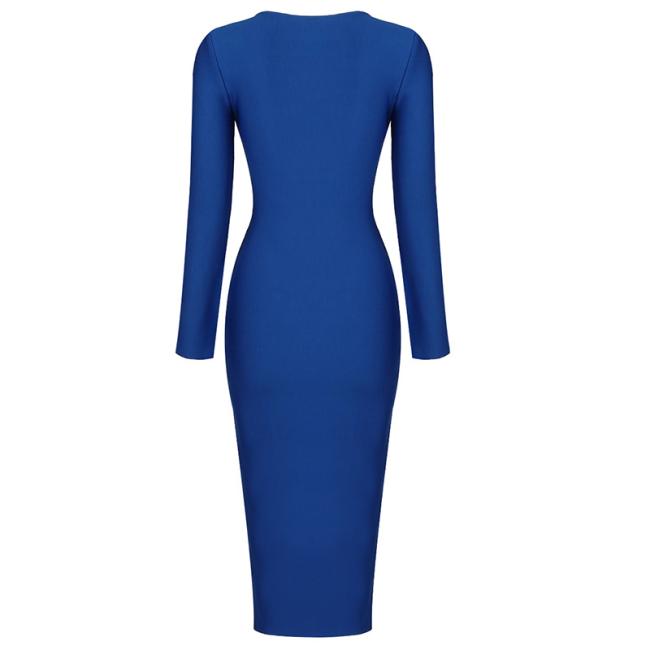 Deep V Women Dress Sexy Body-Con High Quality Evening Dress Ball Stretch Dress