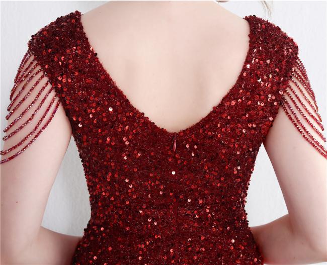 Evening Party Prom Women Dress Sequin Slim Sheath Women Sexy Skinny Wedding Dress High Quality