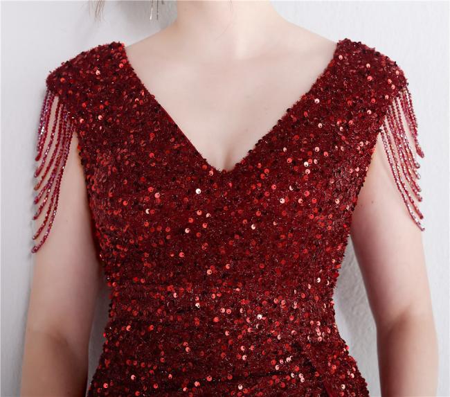 Evening Party Prom Women Dress Sequin Slim Sheath Women Sexy Skinny Wedding Dress High Quality