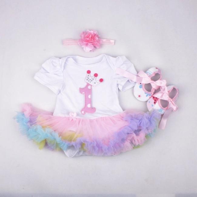 2021 Hot Selling Baby Girl Cotton Romper Set Newborn Baby Wear Sweet Suit Shoes Hair Accessory