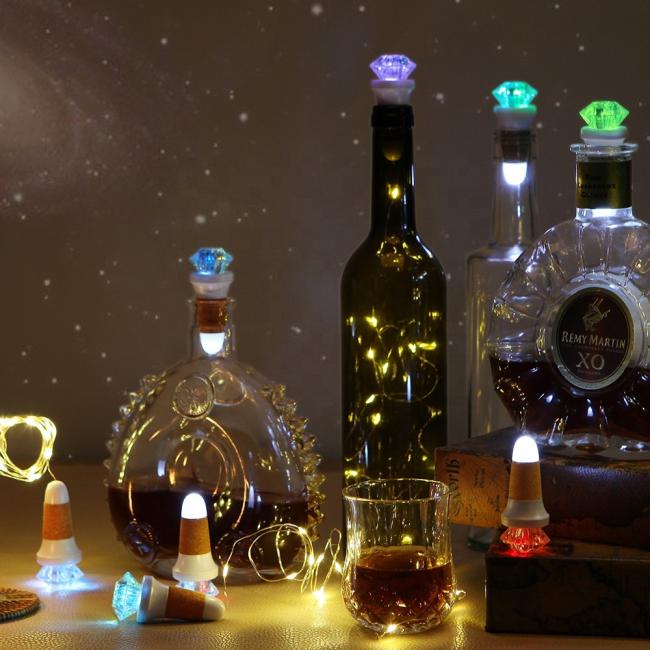 New Arrival Romantic LED Bottle Diamont Cork Light with Copper Wire String Light for Party Bar Christmas Decoration USB Rechargeable