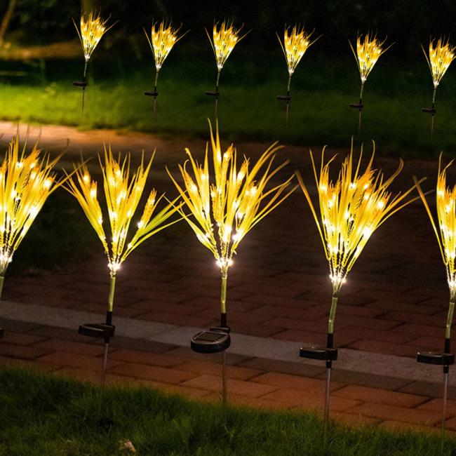 Garden Decoration LED Solar Simulation Rice Colorful Lights Solar Flower Landscape Courtyard Lawn Lamp