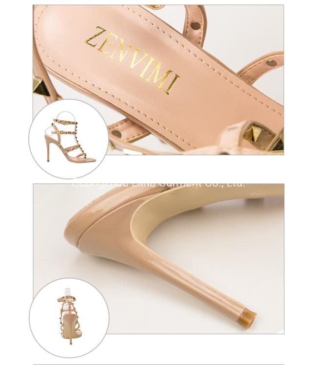 2021 European New Fashion Style Stiletto Heels Sexy Unique Metal Rivets Women High Heel Shoes Bride High Heels