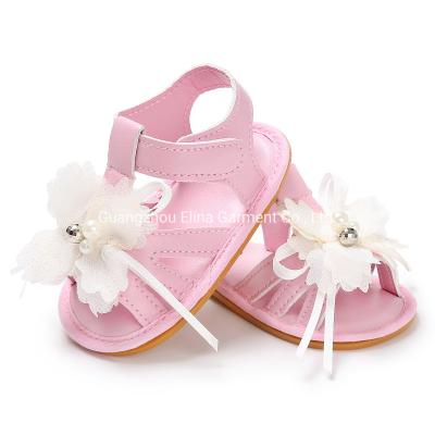 China Newborn Infant Casual Walking Shoes Toddler Leather Girls Sweet Flower Summer Sandal for sale