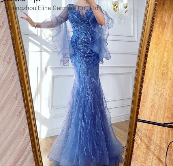 Quality Hot Selling Sequined Sex Beading Ball Dress Luxury Feather Evening Party Dress for sale
