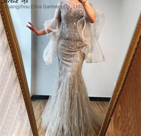 Quality Hot Selling Sequined Sex Beading Ball Dress Luxury Feather Evening Party Dress for sale