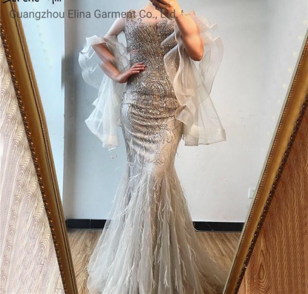 Quality Hot Selling Sequined Sex Beading Ball Dress Luxury Feather Evening Party Dress for sale
