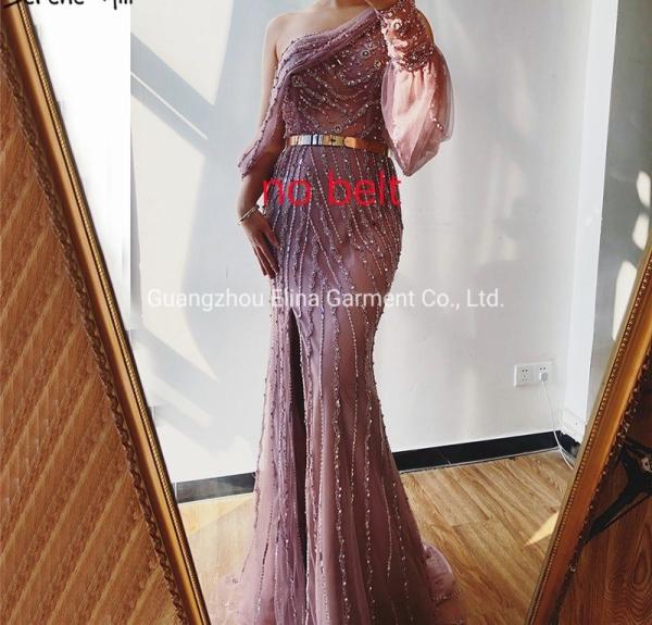 Quality 2021 Hot Selling Sequined Sex Beading Ball Dress Luxury One Shoulder Evening for sale