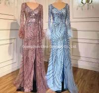 Quality 2021 New Sequined Sex Beading Feather Evening Dress Luxury Party Frock for sale