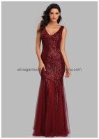 Quality Sequined Add Net Sex Beading Ball Dress Luxury V Neck Evening Party Dress for sale