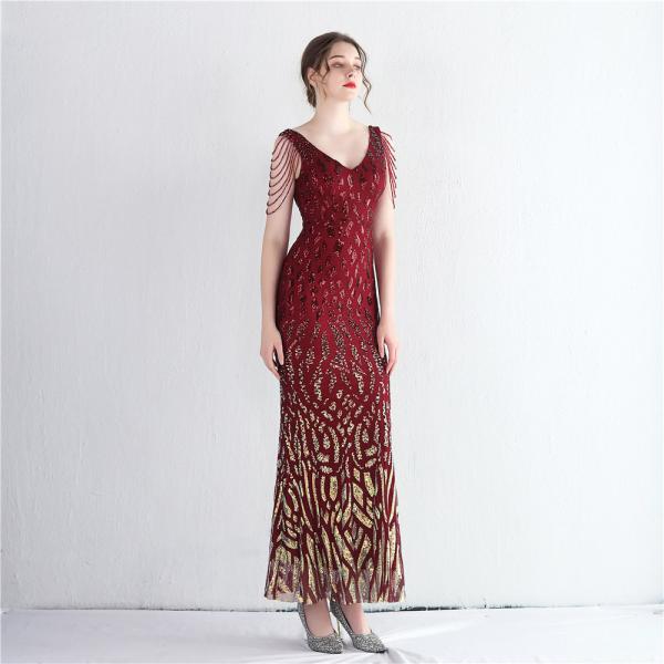 Quality Evening Party Prom Women Dress Sequin Beading Slim Sheath Women Sexy Skinny Wedding Dress for sale