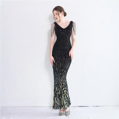 Quality Evening Party Prom Women Dress Sequin Beading Slim Sheath Women Sexy Skinny for sale