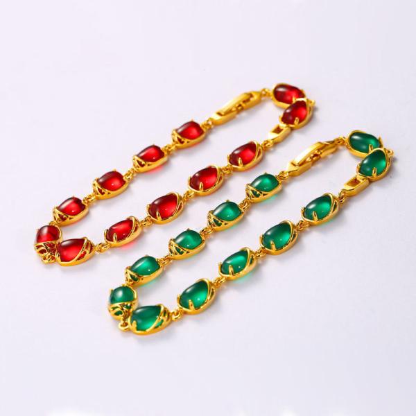 Quality 2021 New Bracelet Copper Alloy 24 K Gold Plating with Artificial Jasper for sale