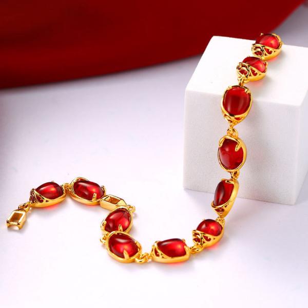 Quality 2021 New Bracelet Copper Alloy 24 K Gold Plating with Artificial Jasper for sale