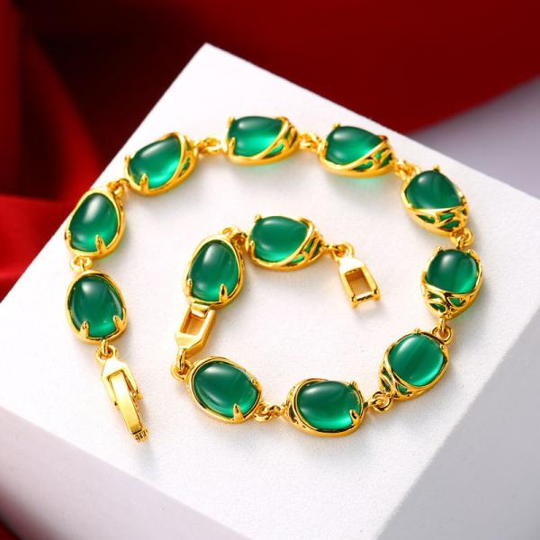 Quality 2021 New Bracelet Copper Alloy 24 K Gold Plating with Artificial Jasper for sale