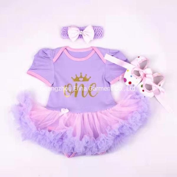 Quality 2021 Hot Selling Baby Girl Cotton Romper Set Newborn Baby Wear Sweet Suit Shoes Hair Accessory for sale