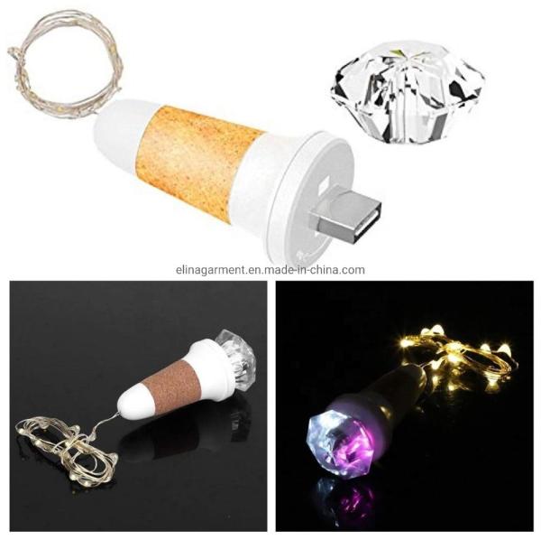 Quality New Arrival Romantic LED Bottle Diamont Cork Light with Copper Wire String Light for sale