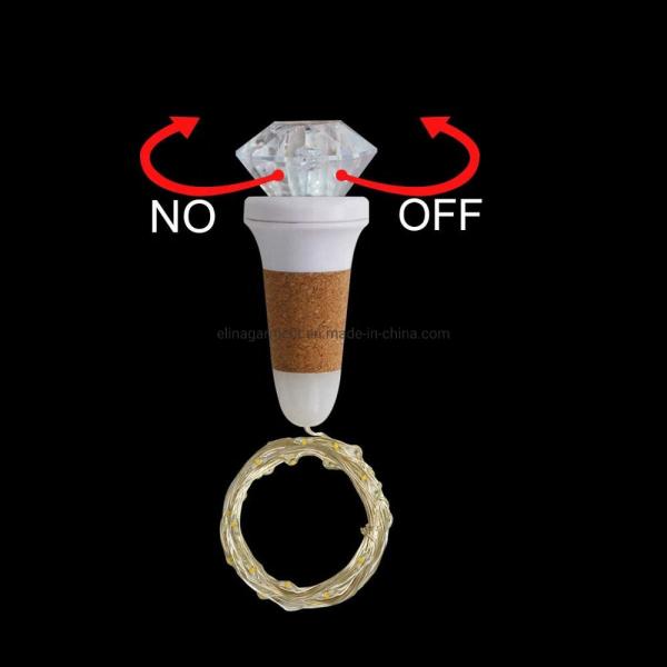 Quality New Arrival Romantic LED Bottle Diamont Cork Light with Copper Wire String Light for sale