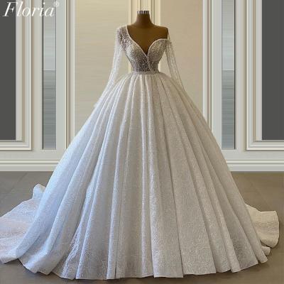 China OEM High Quality Wedding Dress Bridal Dress Customized Pearl and Stone Party Gown for sale