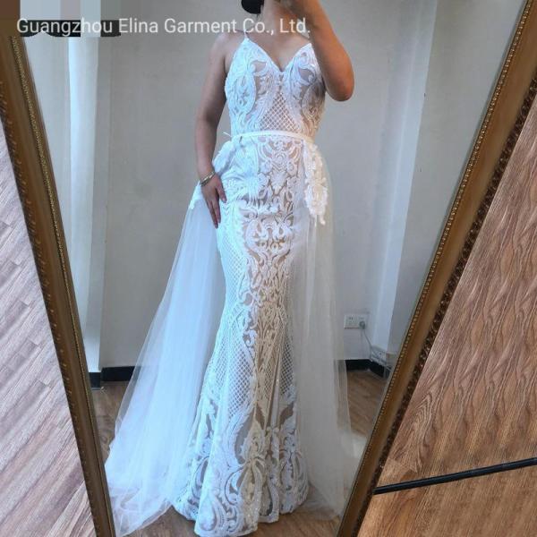 Quality 2021 Western Hot Selling Embroidery Lace Bridal Dress Sequined Mermaid Bridesmaid Gowns Plus Size Vestido De Noiva for sale