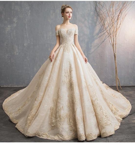Quality 2021 New Western Strapless Bridal Dress Lace Wedding Dress Bride Gowns Trailing Vestido De Noiva for sale