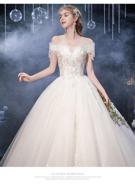 Quality 2021 Western Strapless New Hot Selling Bridal Dress Lace Wedding Dress Bride Gowns Trailing Vestido De Noiva for sale